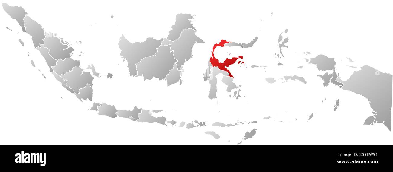 Map of Indonesia with the provinces, filled with a linear gradient ...