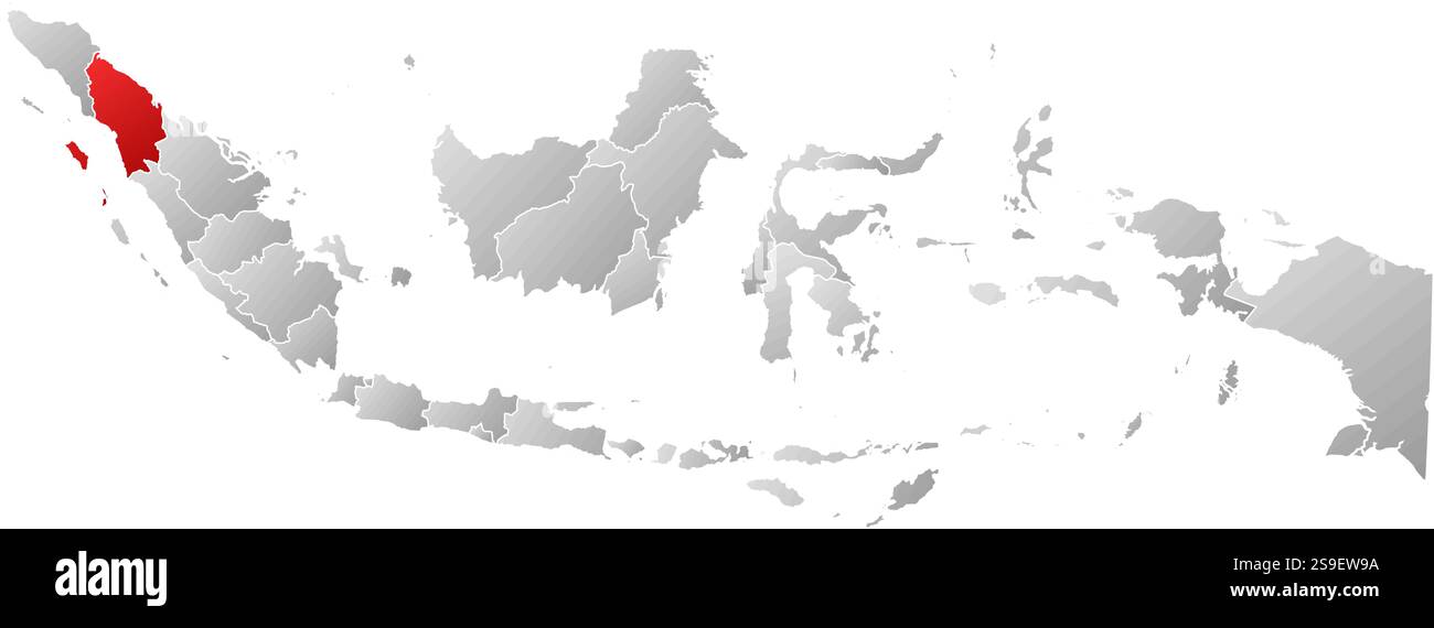 Map of Indonesia with the provinces, filled with a linear gradient ...