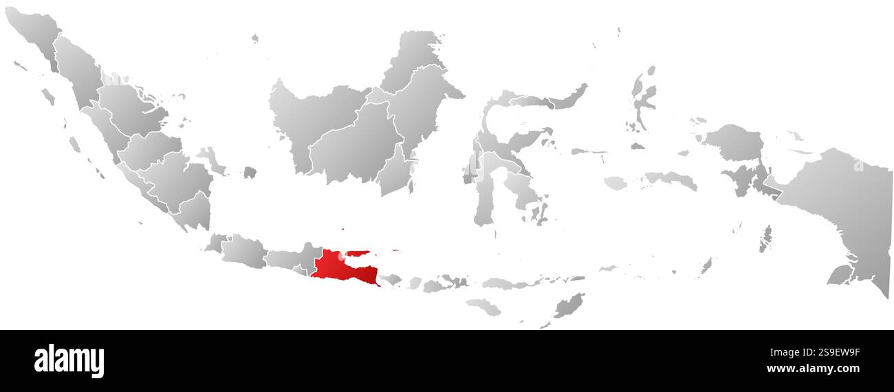 Map of Indonesia with the provinces, filled with a linear gradient ...