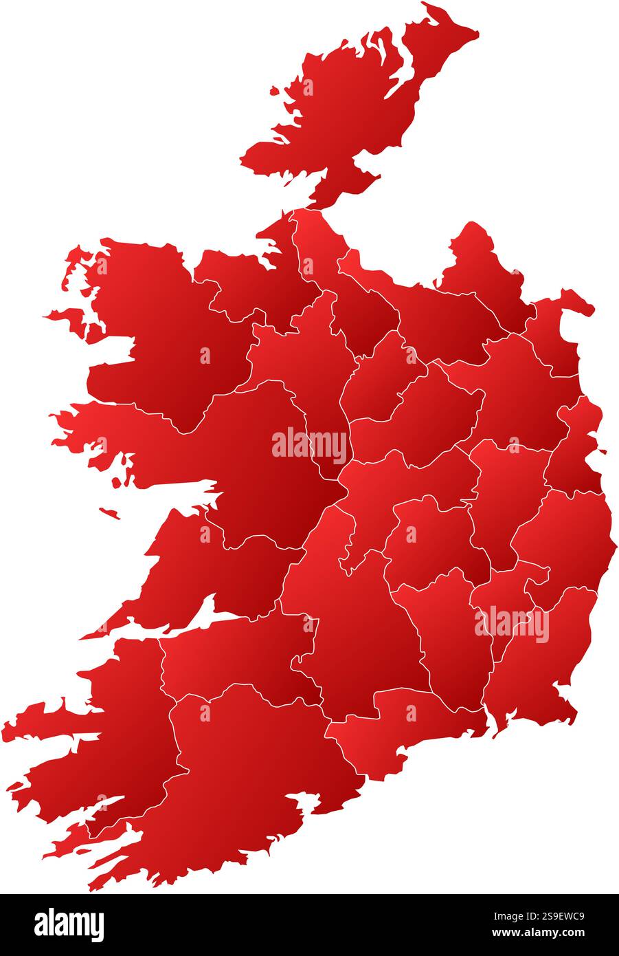 Map of Ireland with the provinces, filled with a linear gradient Stock ...