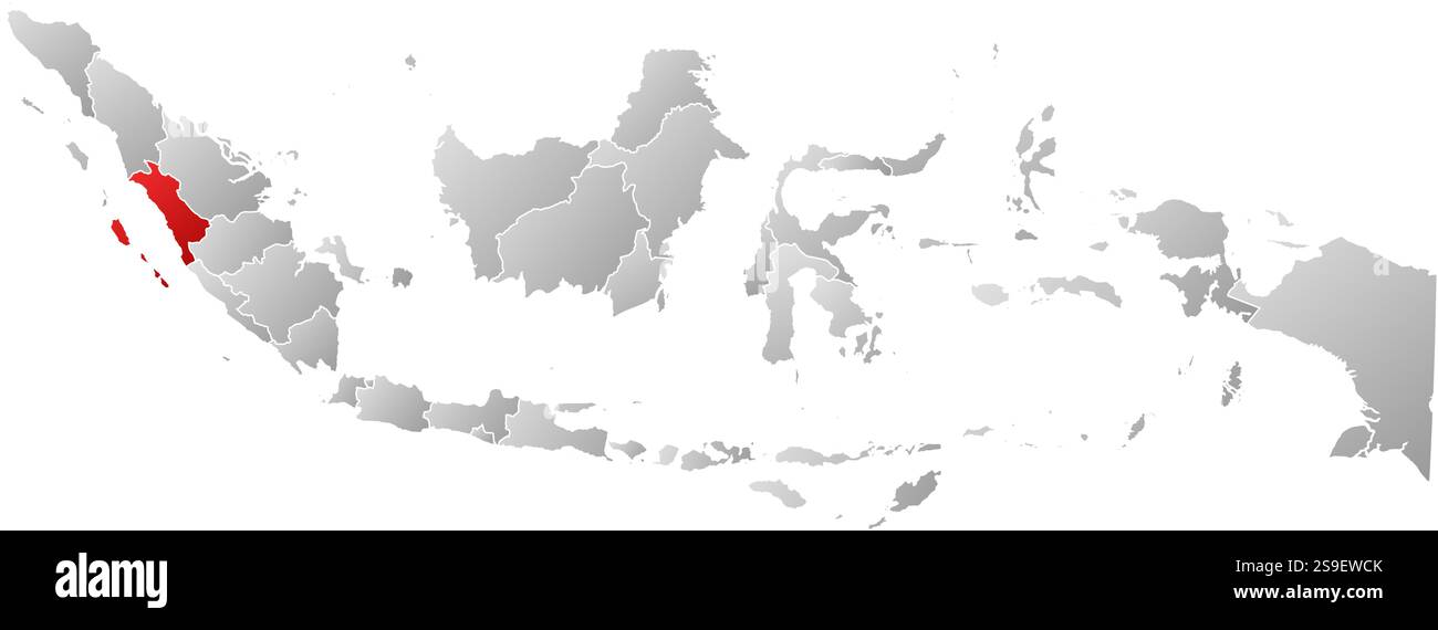 Map of Indonesia with the provinces, filled with a linear gradient ...