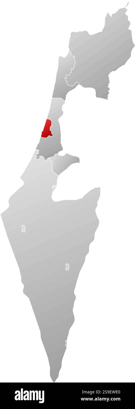 Map of Israel with the provinces, filled with a linear gradient, Tel ...