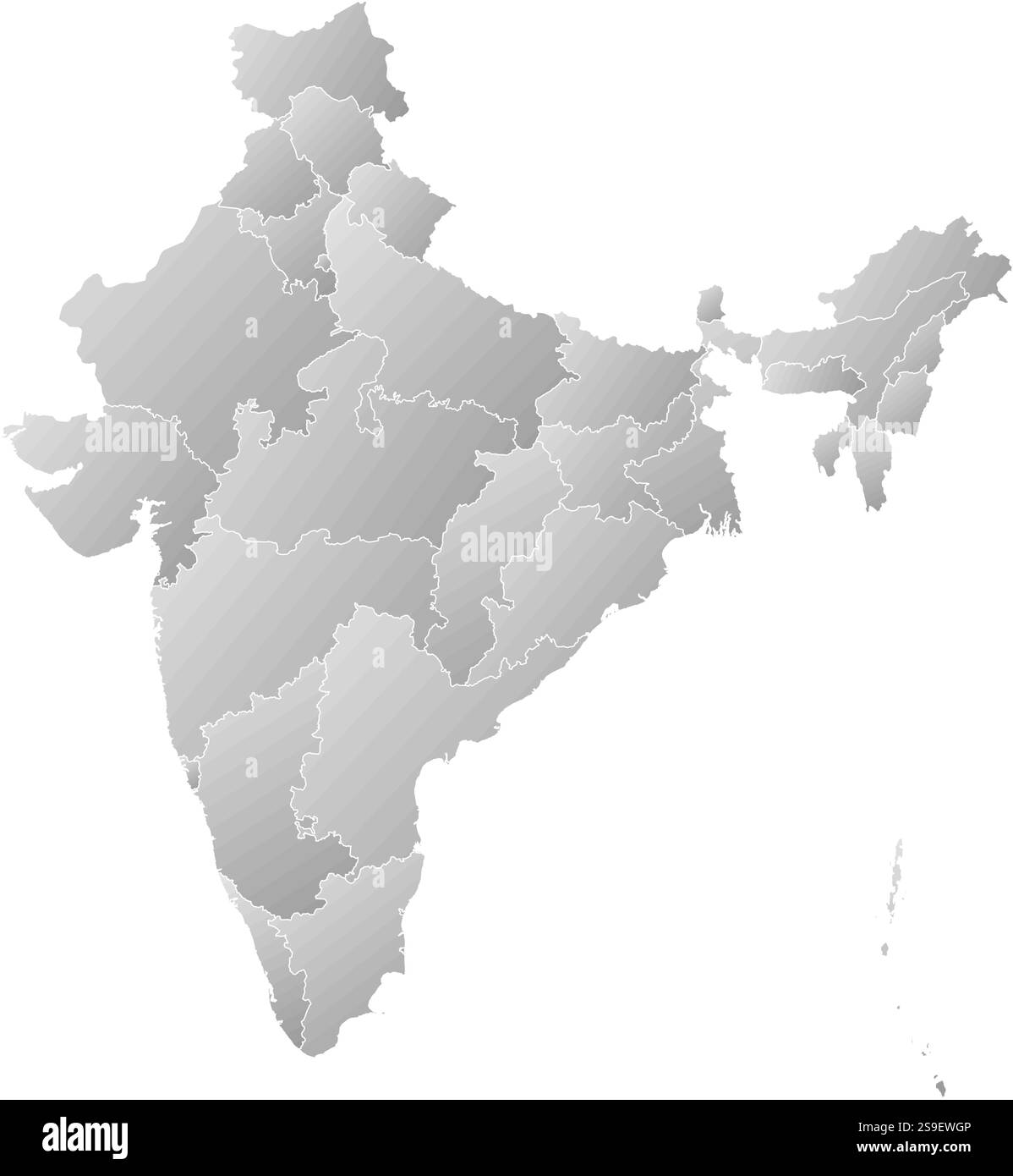 Map of India with the provinces, filled with a linear gradient Stock ...