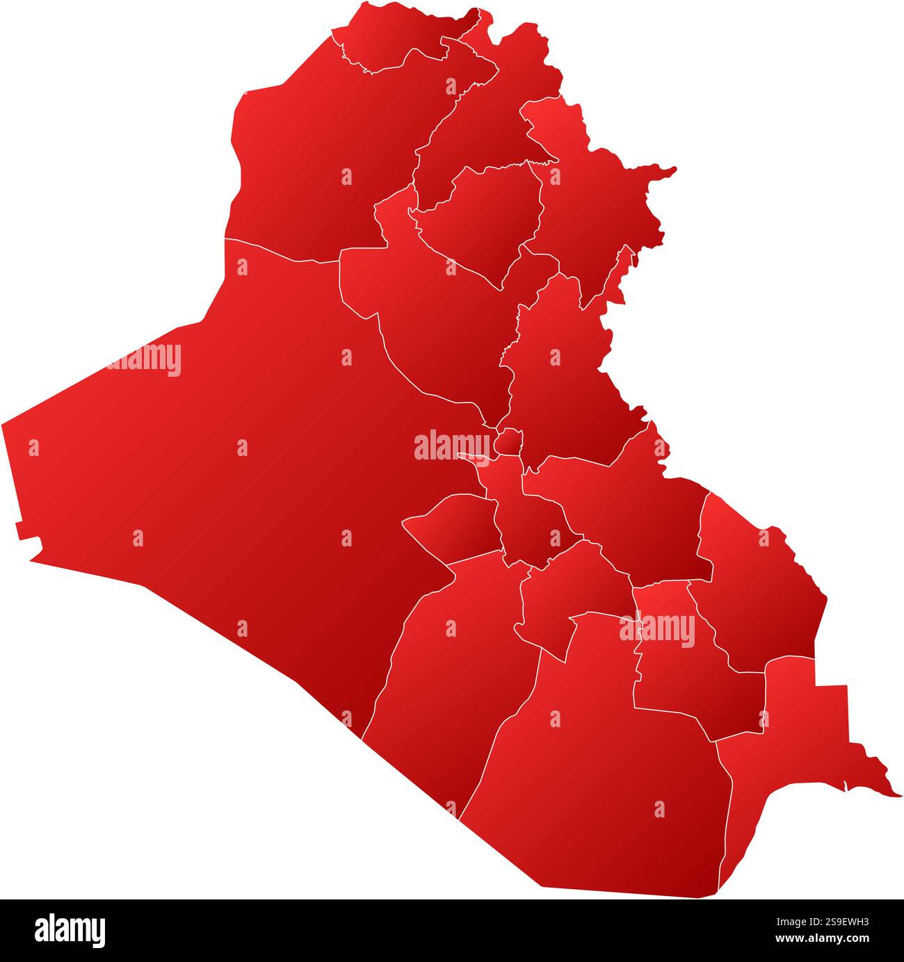 Map of Iraq with the provinces, filled with a linear gradient Stock ...