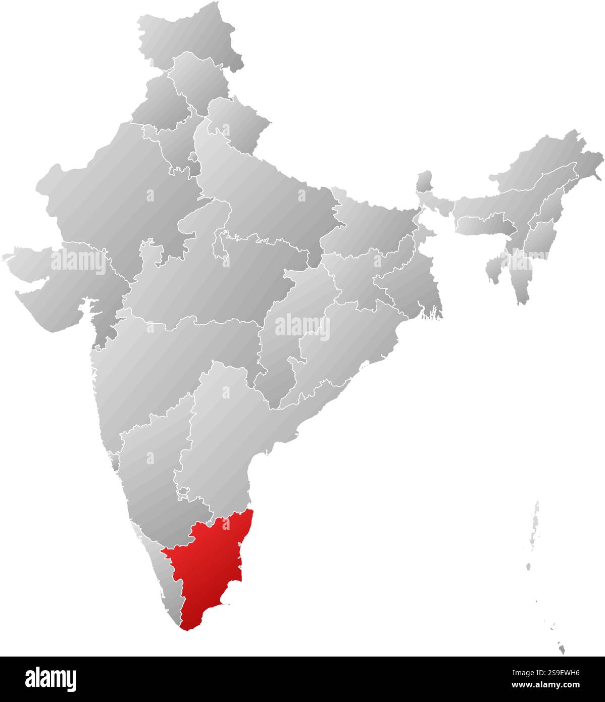 Map of India with the provinces, filled with a linear gradient, Tamil ...