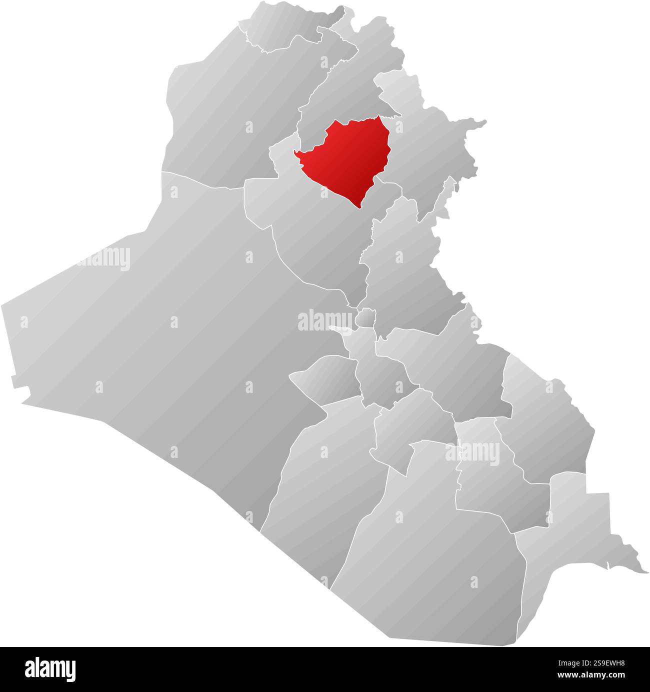 Map of Iraq with the provinces, filled with a linear gradient, Kirkuk ...