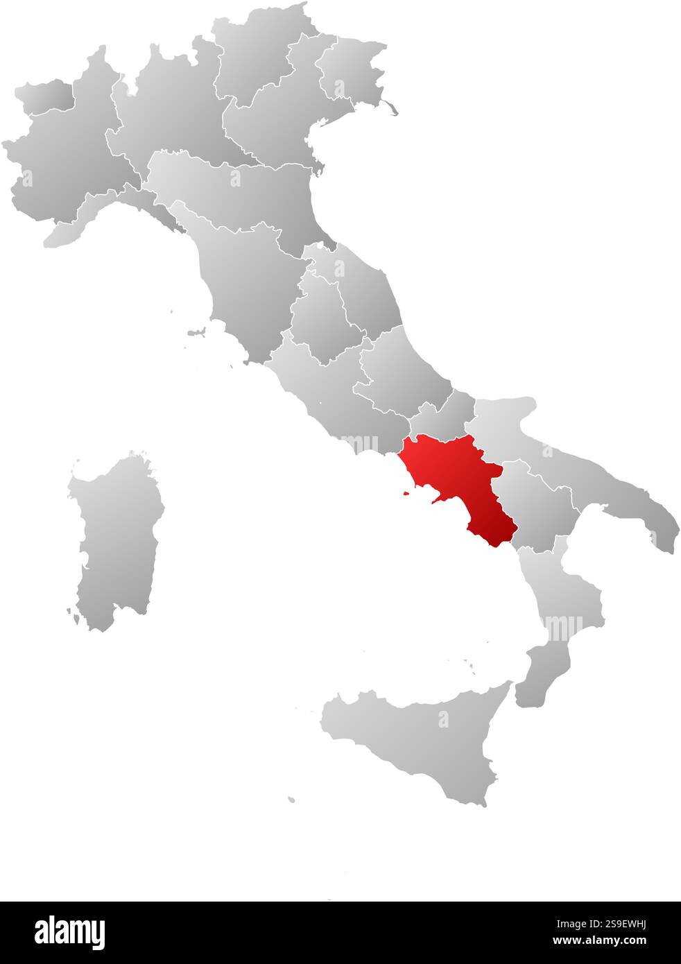 Map of Italy with the provinces, filled with a linear gradient ...