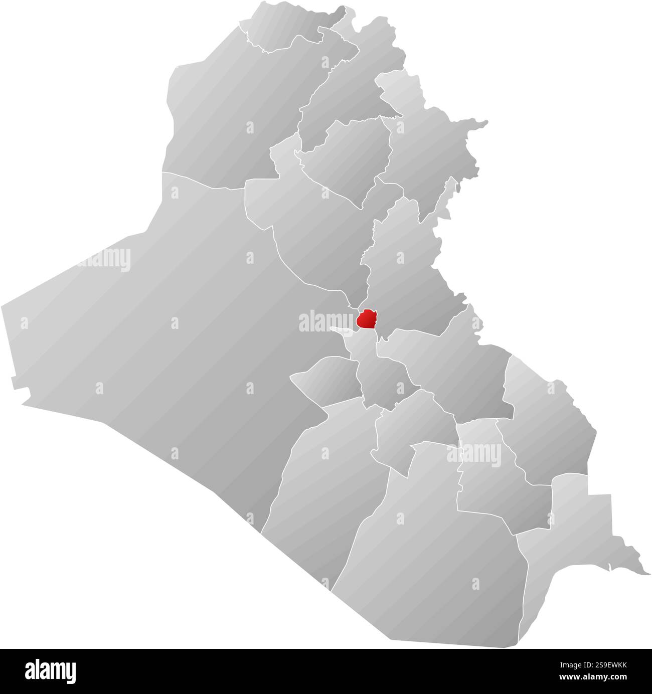 Map of Iraq with the provinces, filled with a linear gradient, Bagdad ...