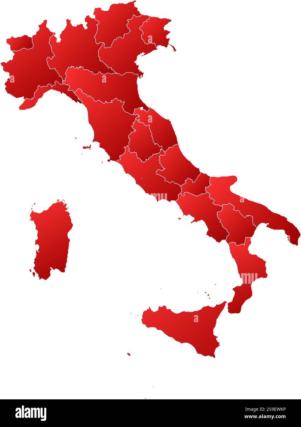 Map of Italy with the provinces, filled with a linear gradient Stock ...