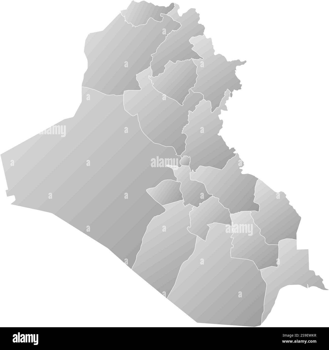 Map of Iraq with the provinces, filled with a linear gradient Stock ...