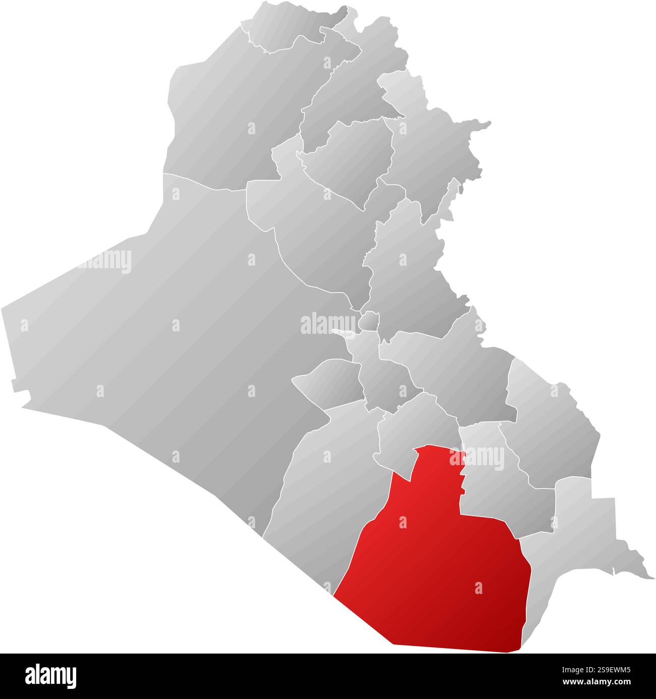 Map of Iraq with the provinces, filled with a linear gradient, Al ...