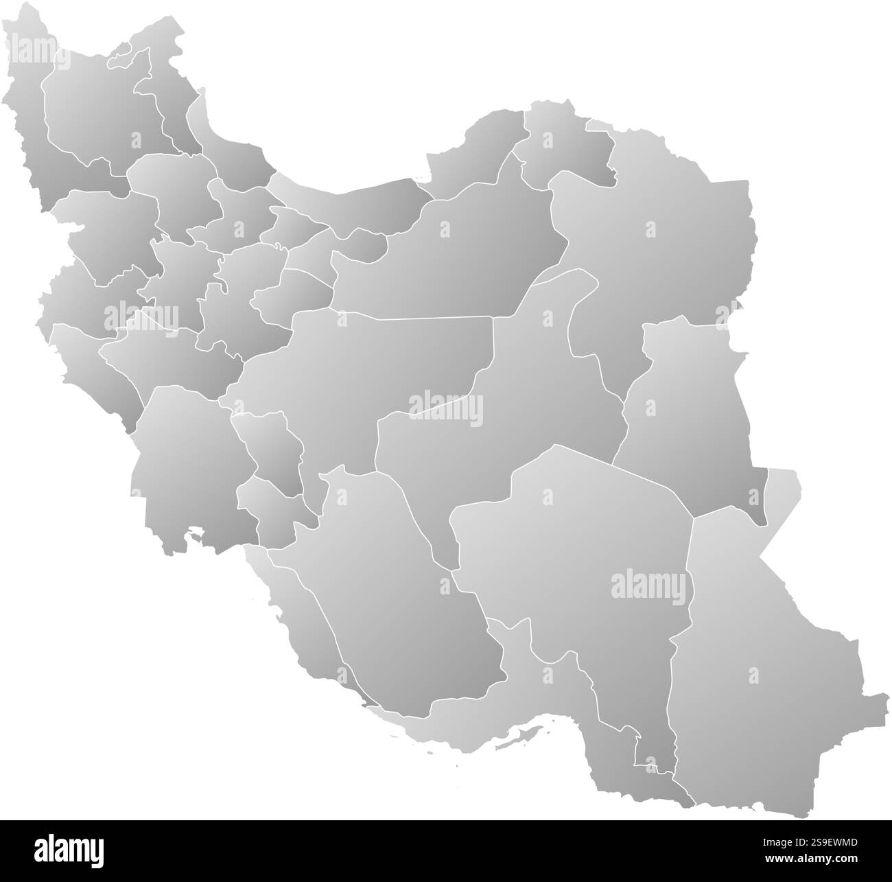 Map of Iran with the provinces, filled with a linear gradient Stock ...