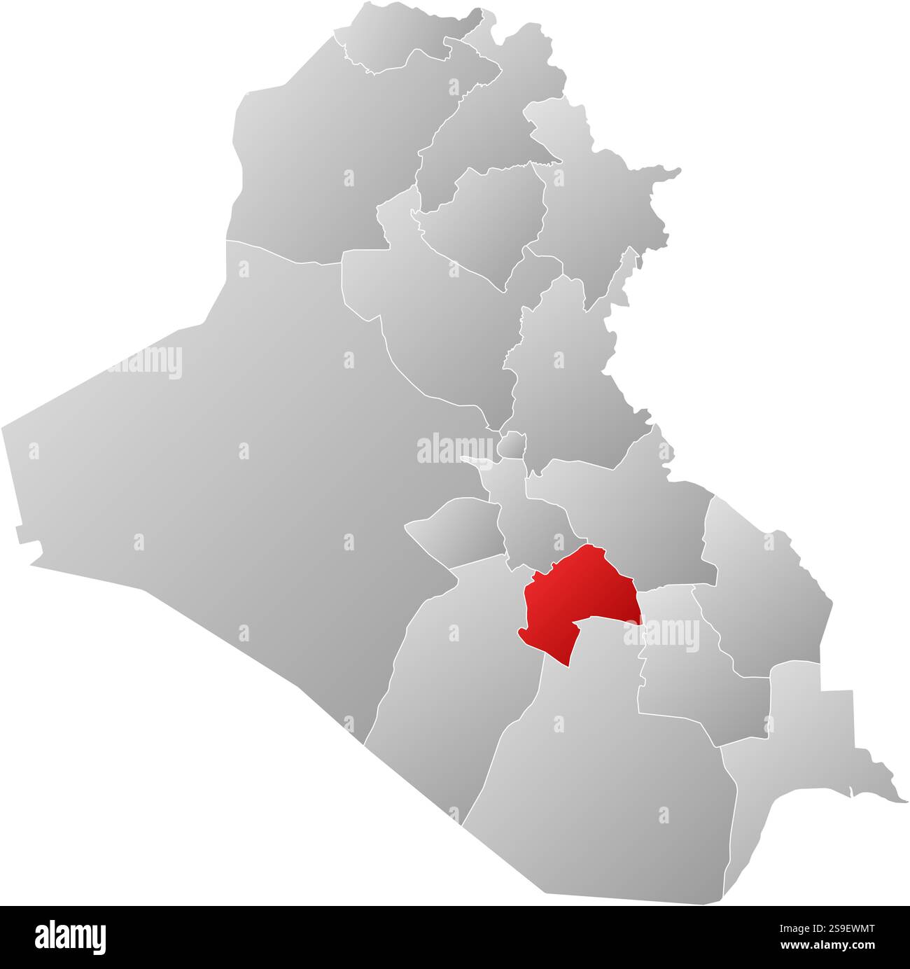 Map of Iraq with the provinces, filled with a linear gradient, Al ...