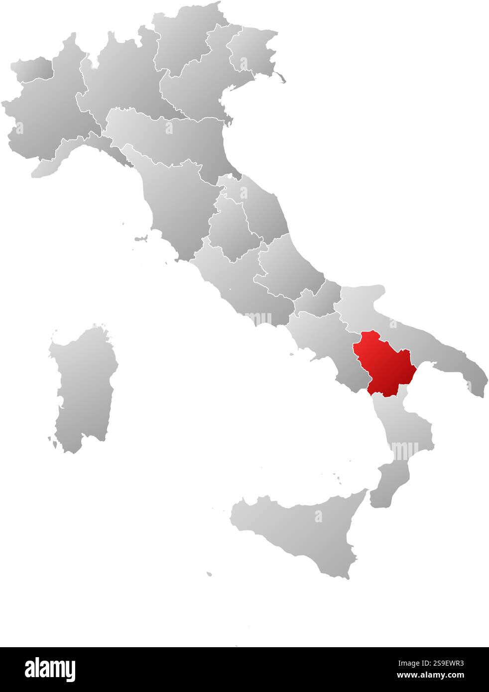 Map of Italy with the provinces, filled with a linear gradient ...