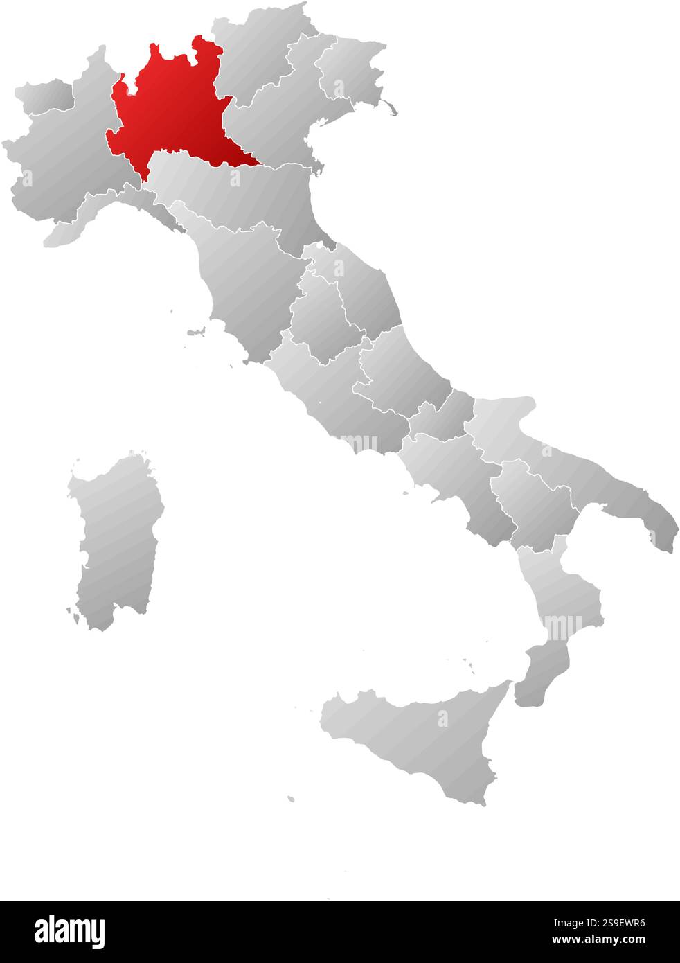 Map of Italy with the provinces, filled with a linear gradient ...