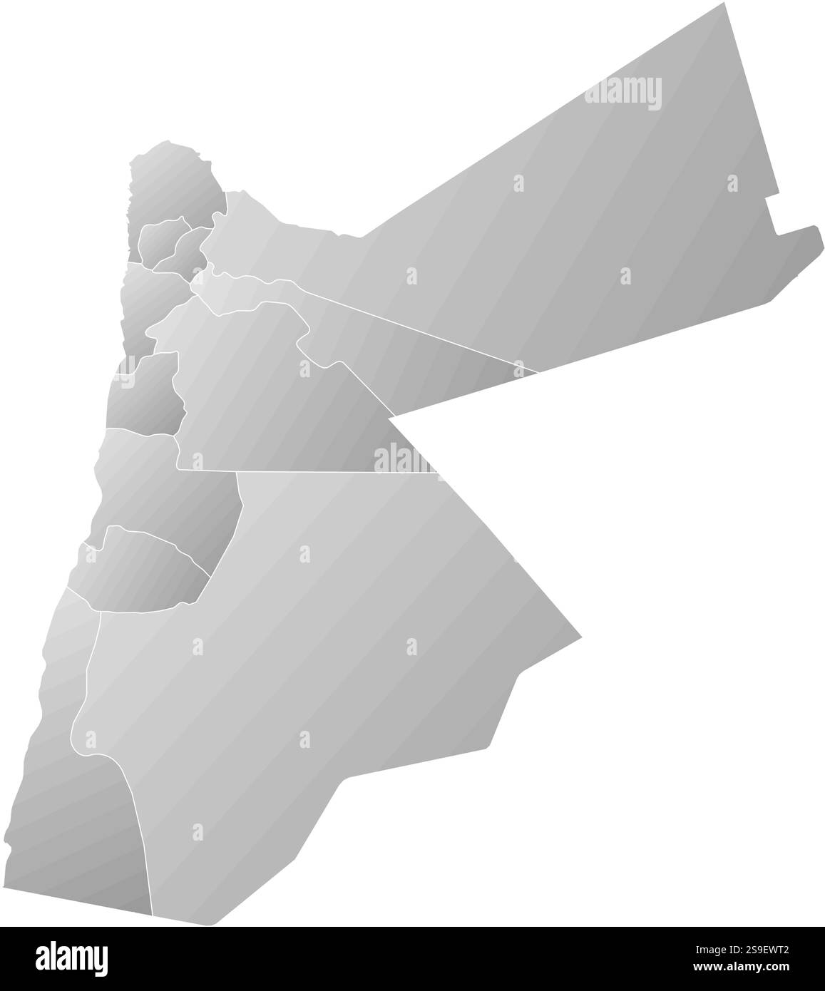 Map of Jordan with the provinces, filled with a linear gradient Stock ...