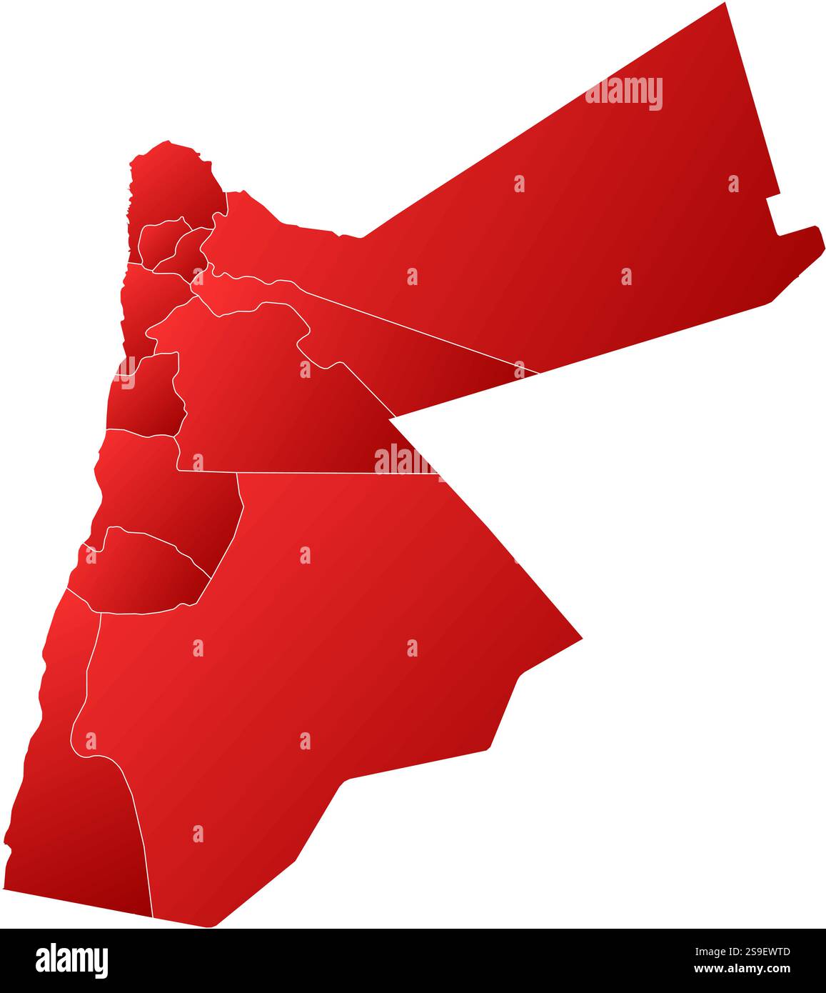 Map of Jordan with the provinces, filled with a linear gradient Stock ...