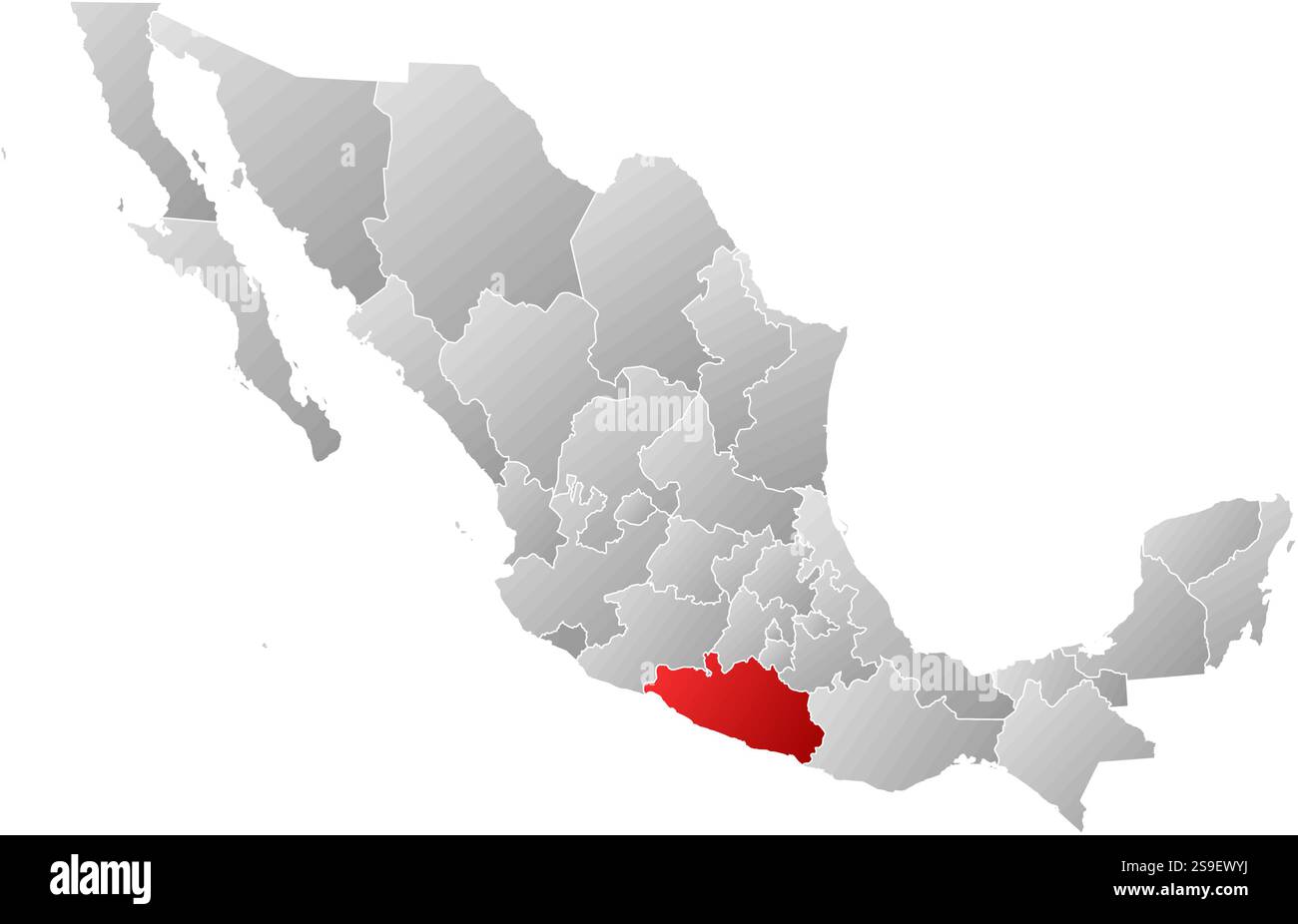 Map of Mexico with the provinces, filled with a linear gradient ...