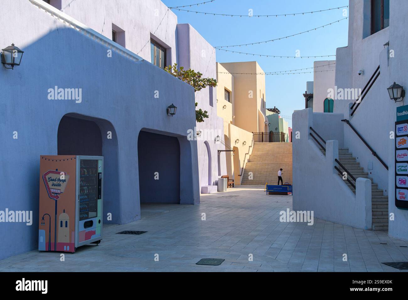 Doha, Qatar - January 4, 2025: Colorful pastel buildings and vibrant ...