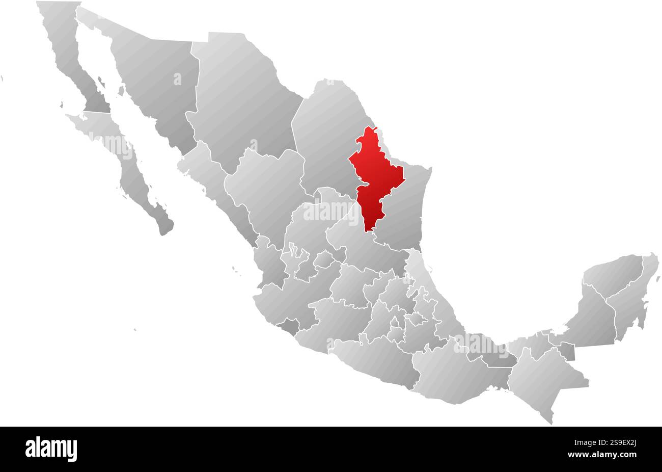 Map of Mexico with the provinces, filled with a linear gradient, Nuevo ...