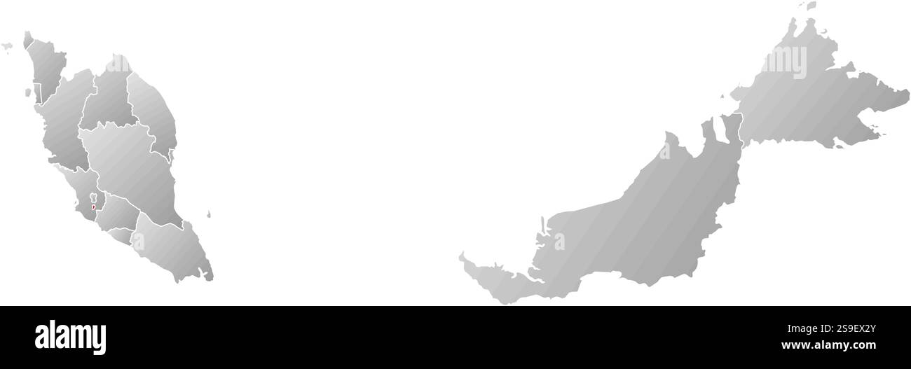 Map of Malaysia with the provinces, filled with a linear gradient ...