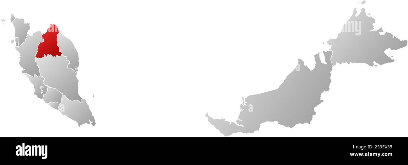 Map of Malaysia with the provinces, filled with a linear gradient ...