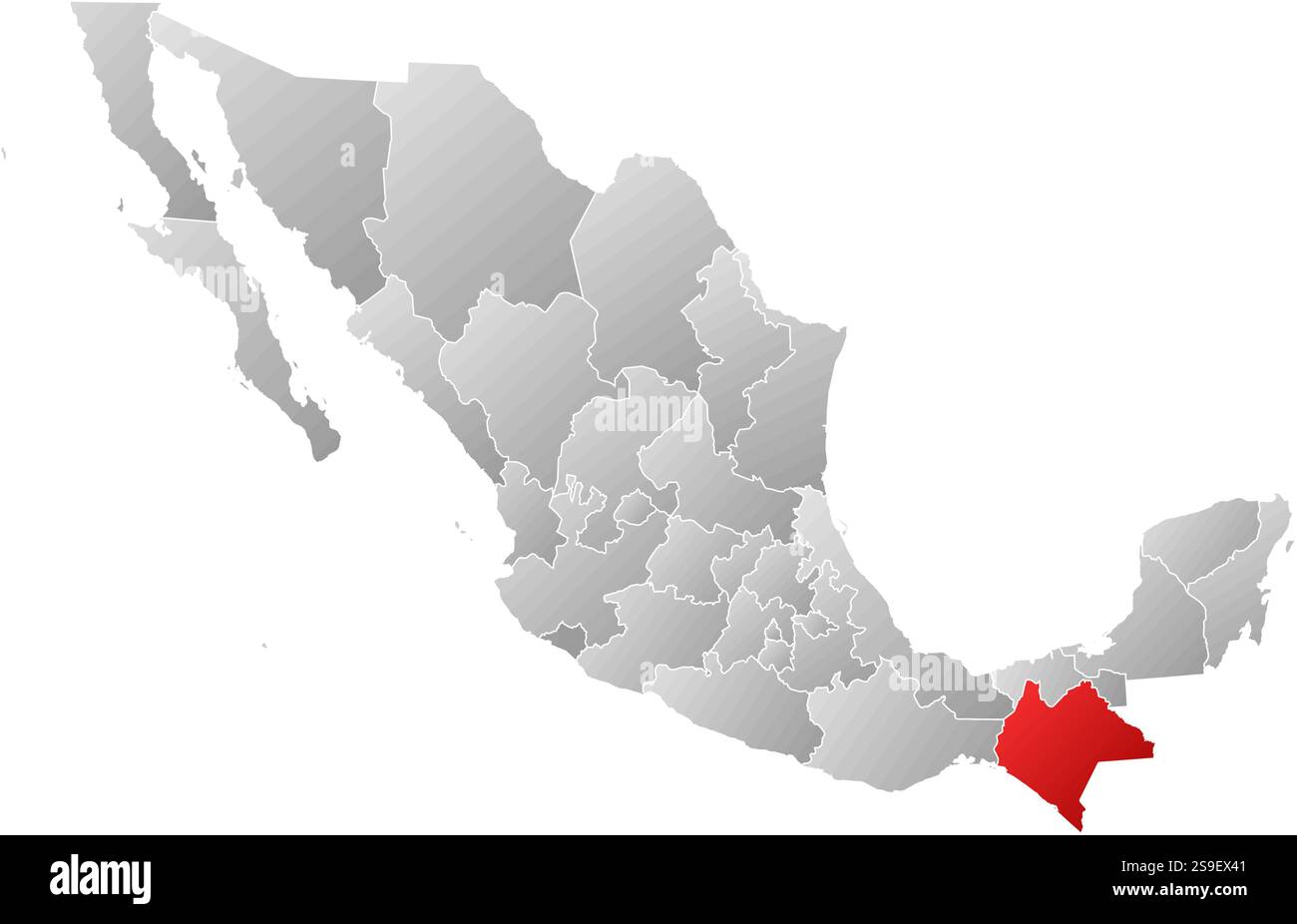 Map of Mexico with the provinces, filled with a linear gradient ...