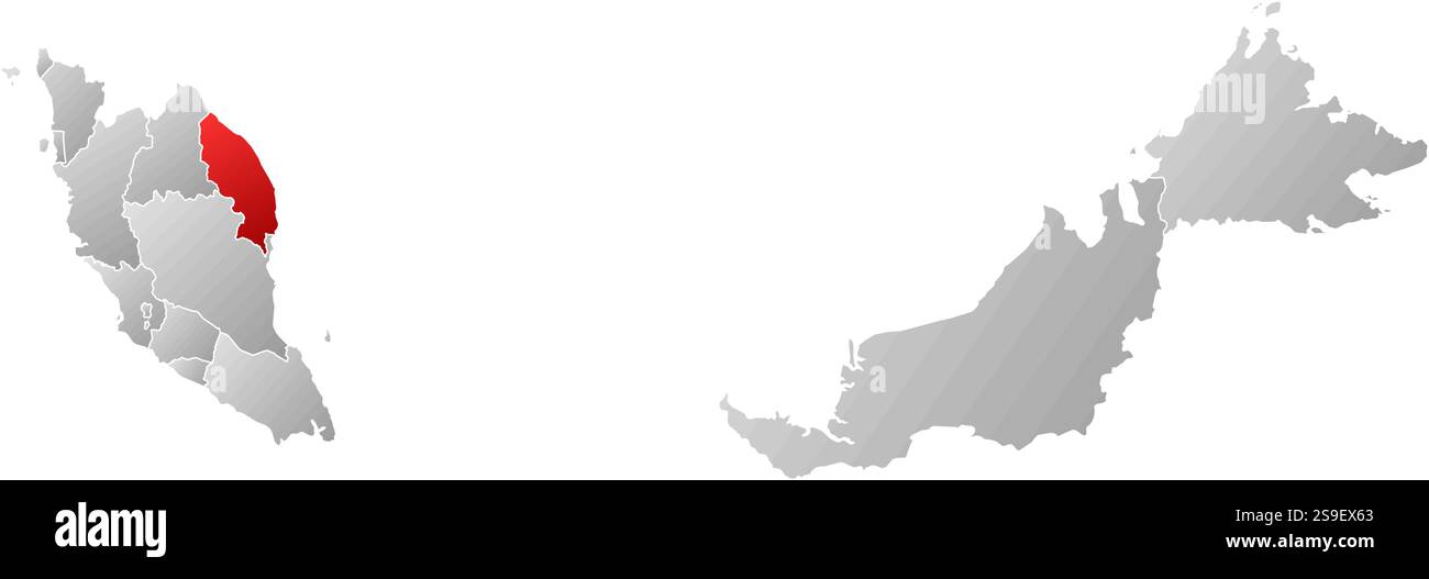 Map of Malaysia with the provinces, filled with a linear gradient ...