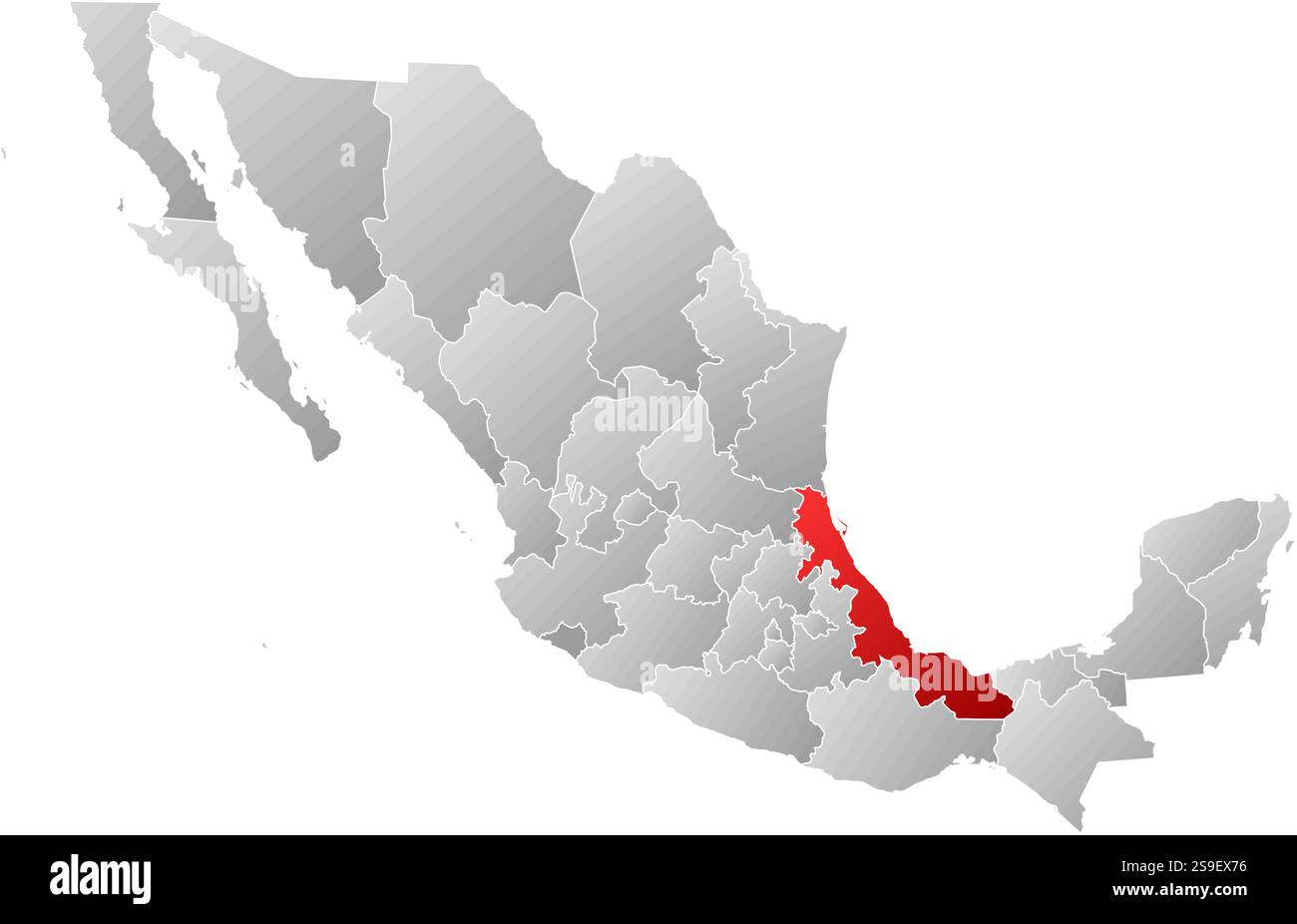 Map of Mexico with the provinces, filled with a linear gradient ...