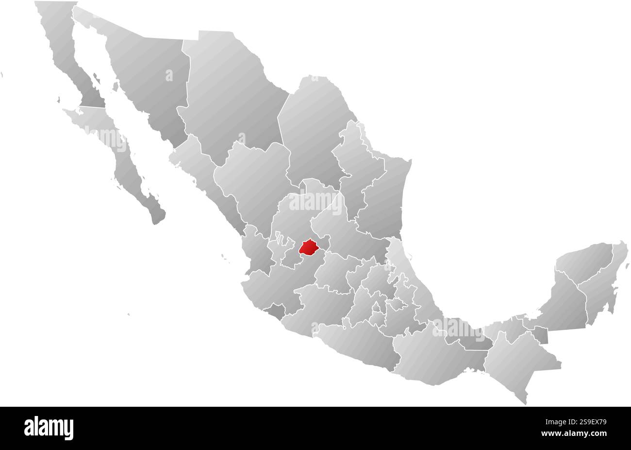 Map of Mexico with the provinces, filled with a linear gradient ...