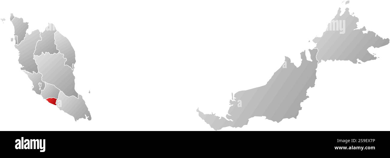 Map of Malaysia with the provinces, filled with a linear gradient ...