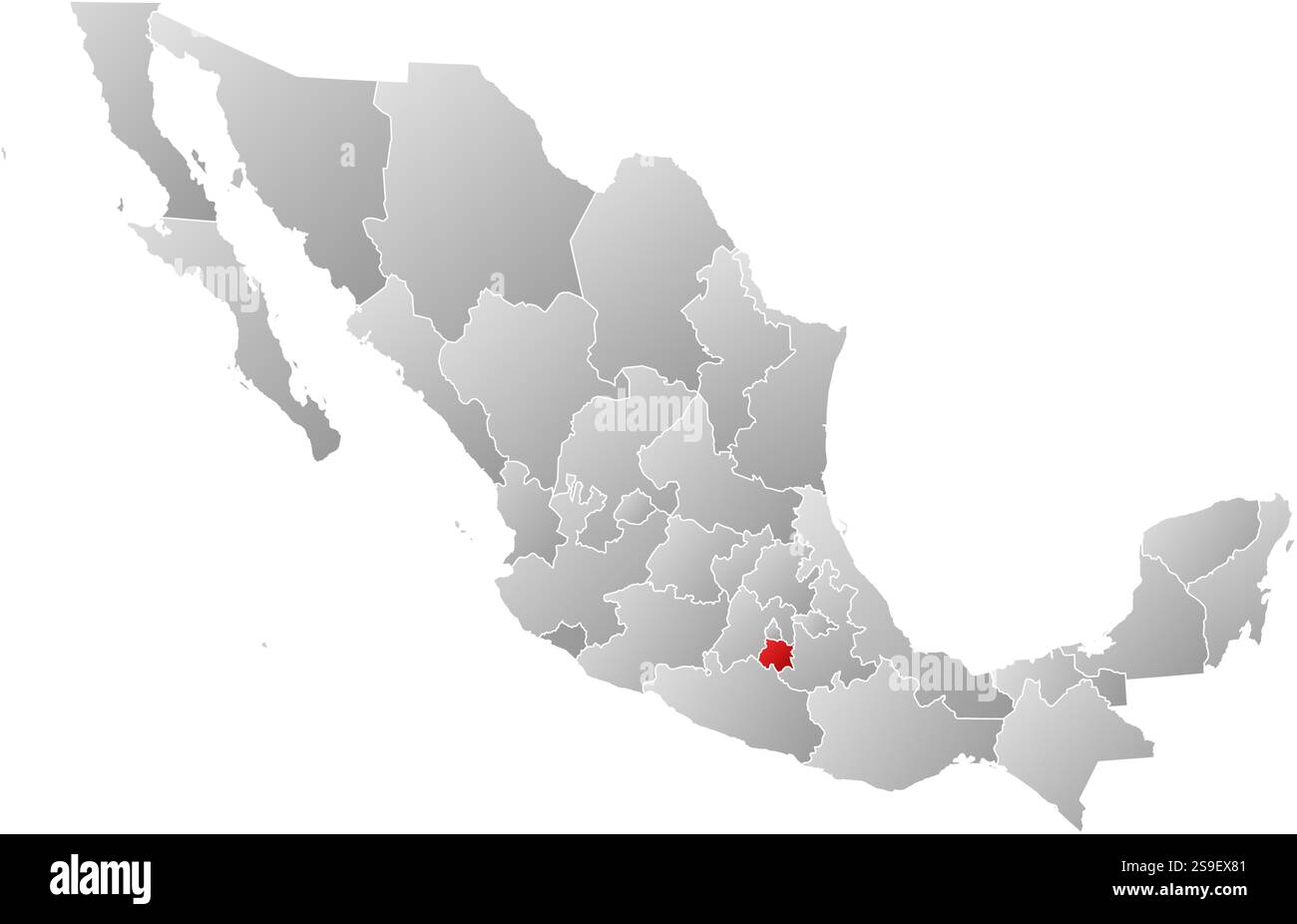 Map of Mexico with the provinces, filled with a linear gradient ...