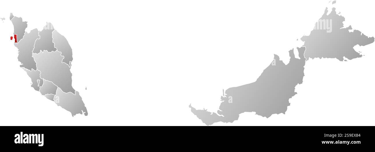 Map of Malaysia with the provinces, filled with a linear gradient ...