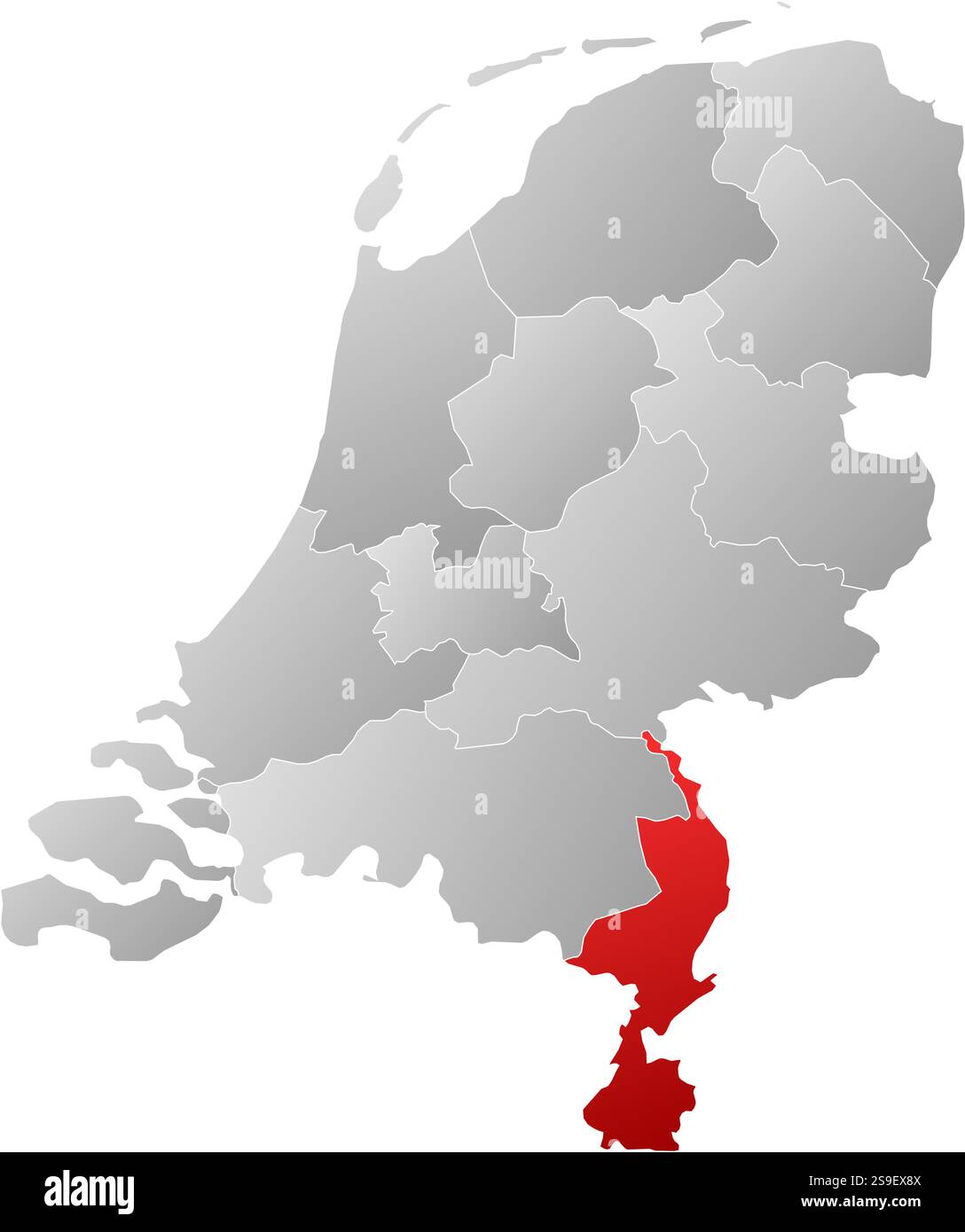 Map of Netherlands with the provinces, filled with a linear gradient ...