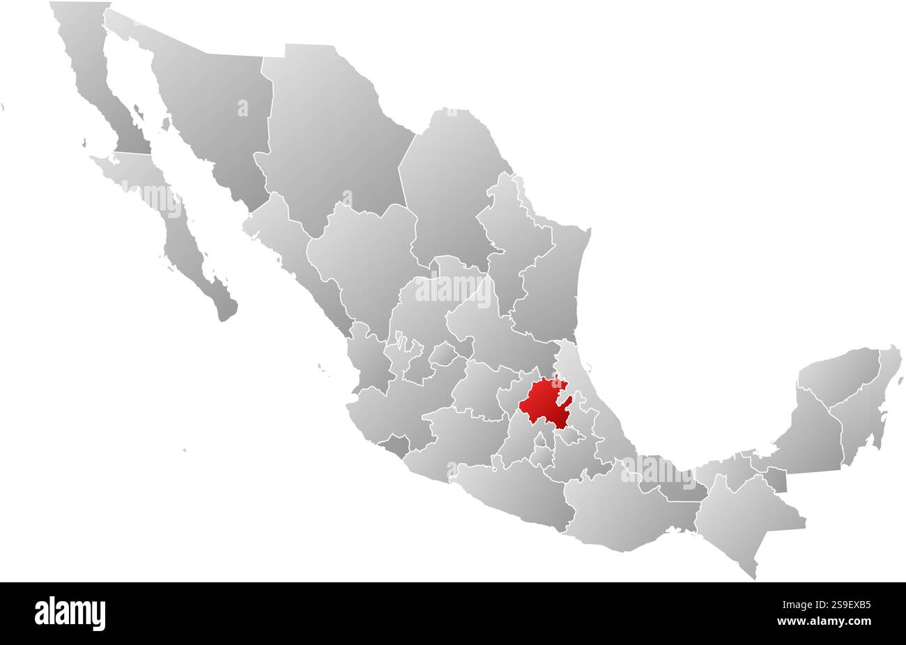 Map of Mexico with the provinces, filled with a linear gradient ...