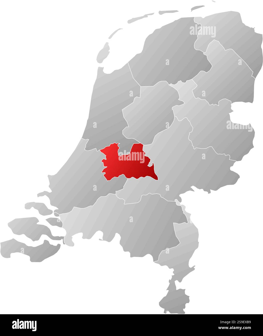 Map of Netherlands with the provinces, filled with a linear gradient ...