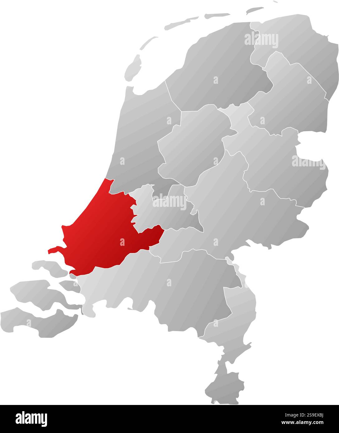 Map of Netherlands with the provinces, filled with a linear gradient ...
