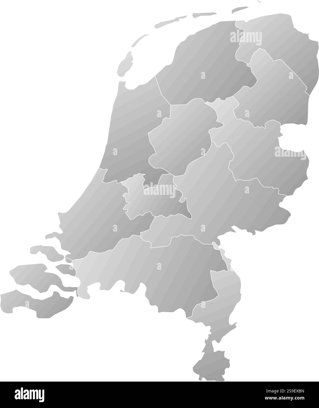 Map of Netherlands with the provinces, filled with a linear gradient ...