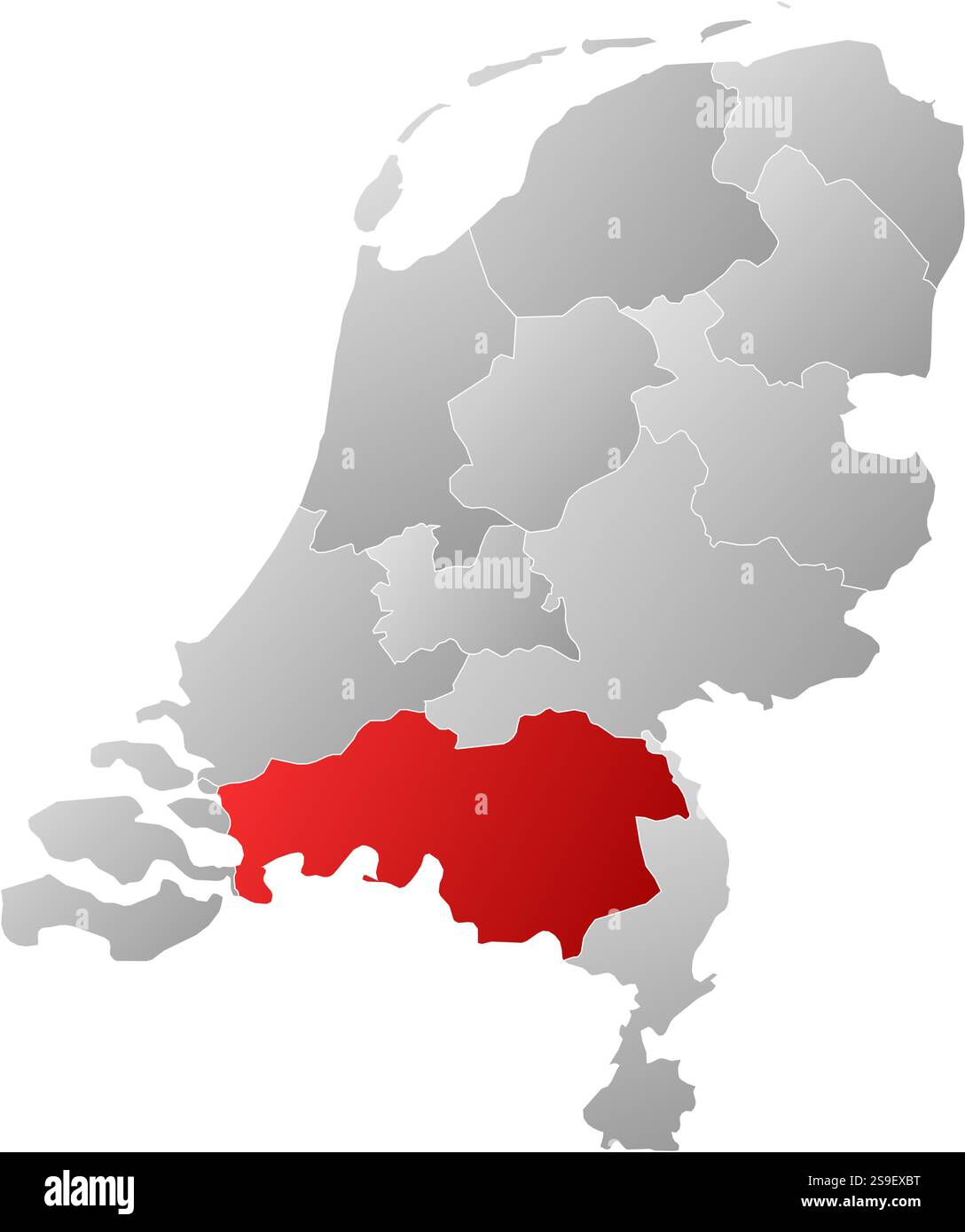 Map of Netherlands with the provinces, filled with a linear gradient ...