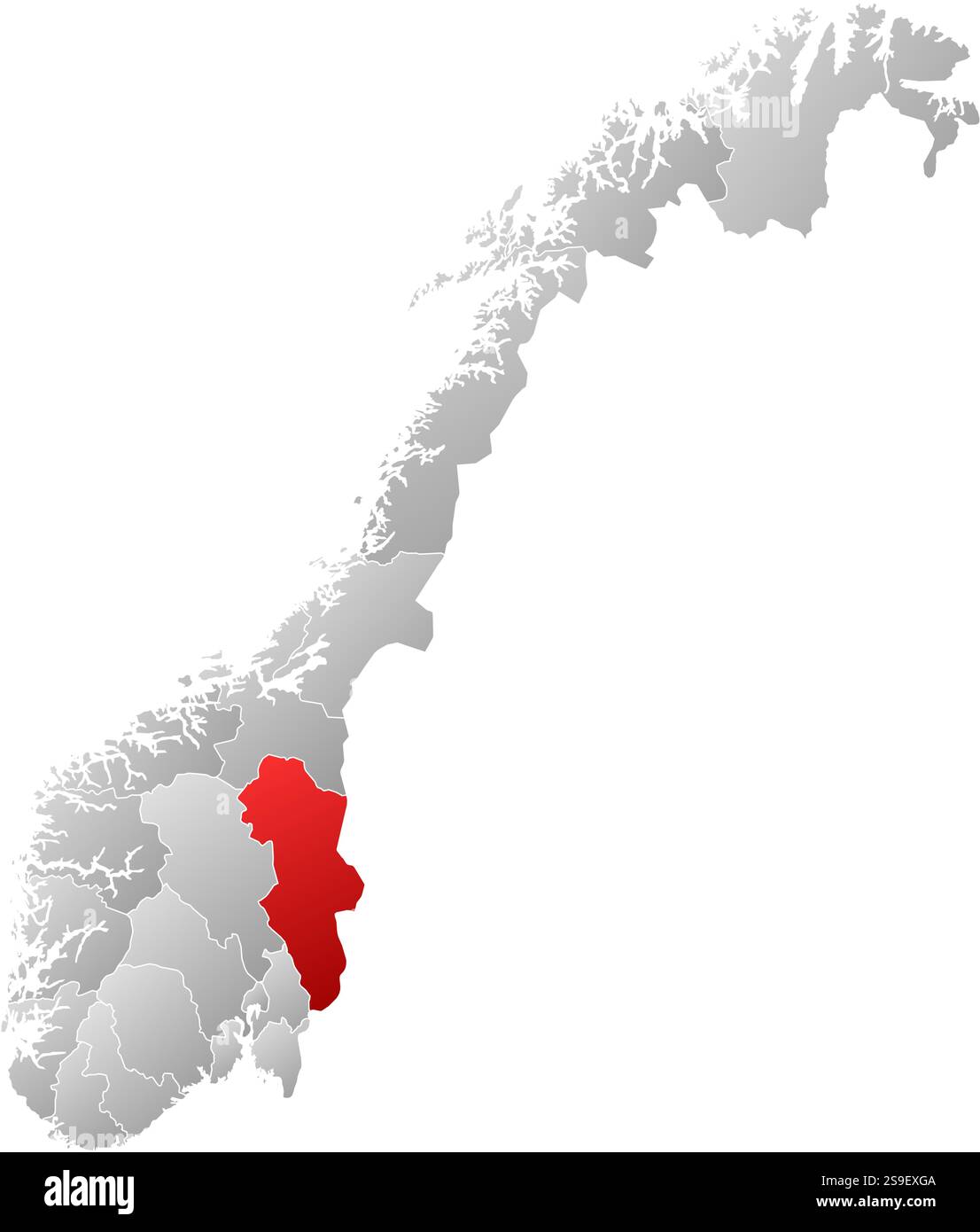 Map of Norway with the provinces, filled with a linear gradient ...