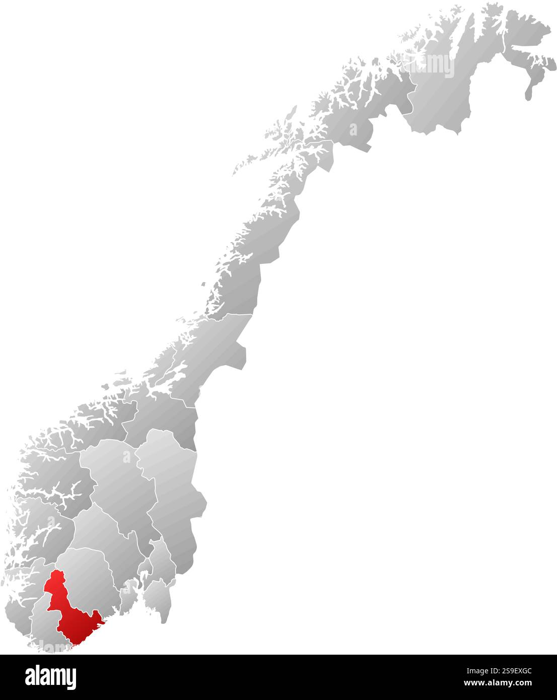 Map of Norway with the provinces, filled with a linear gradient, Aust ...