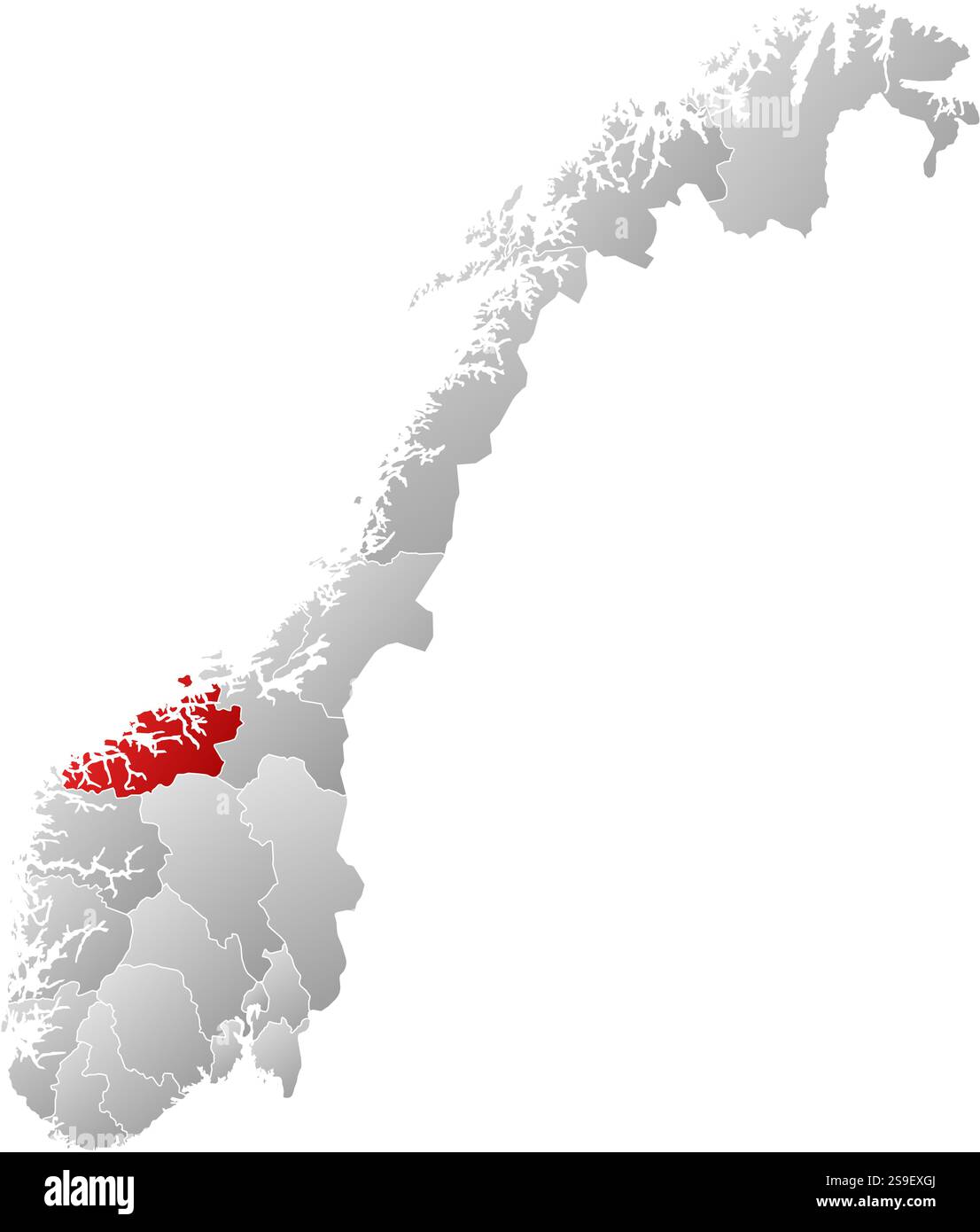 Map of Norway with the provinces, filled with a linear gradient, Møre ...