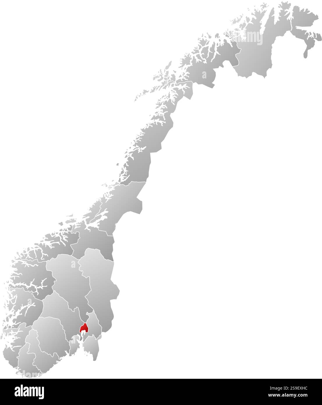 Map of Norway with the provinces, filled with a linear gradient, Oslo ...