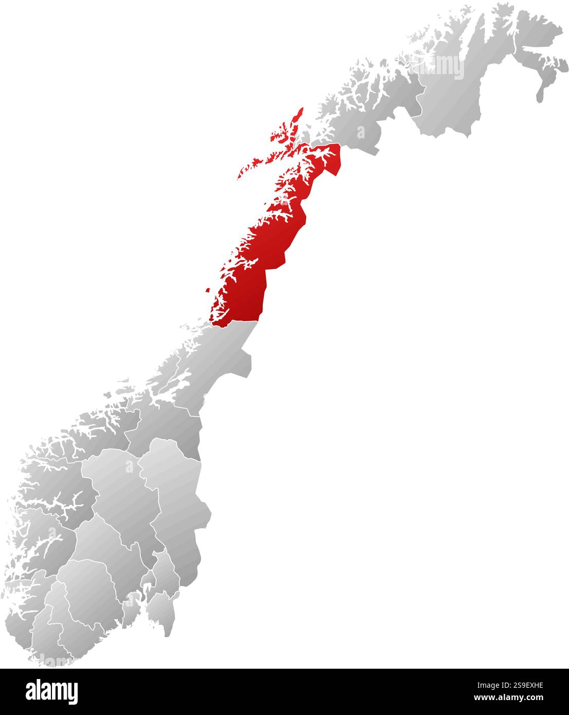 Map of Norway with the provinces, filled with a linear gradient ...