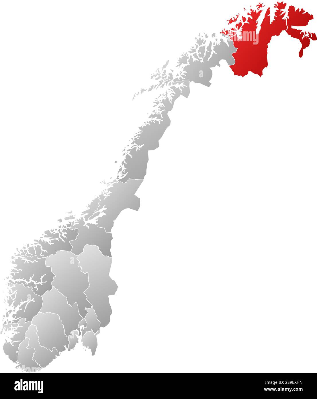 Map of Norway with the provinces, filled with a linear gradient ...