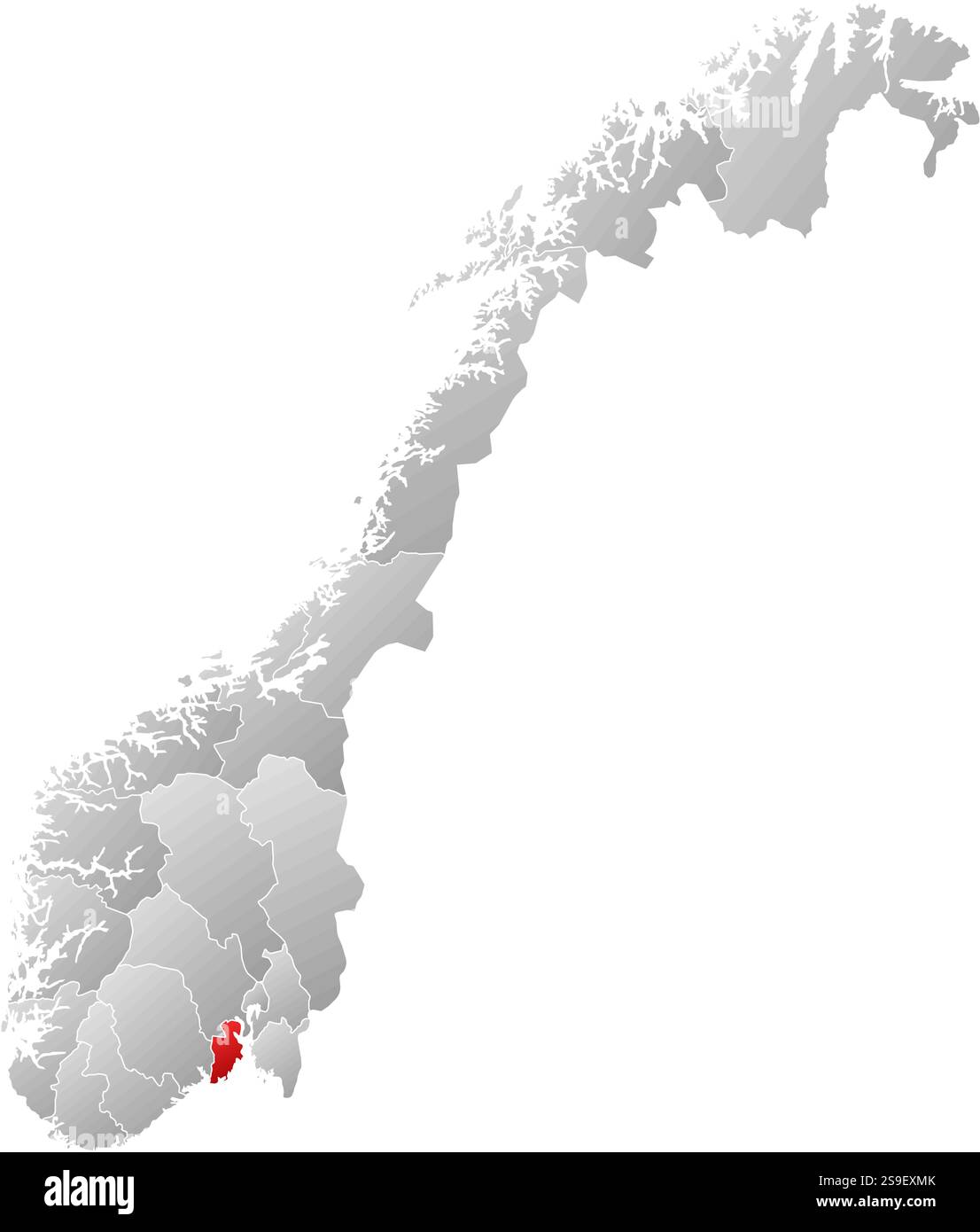 Map of Norway with the provinces, filled with a linear gradient ...