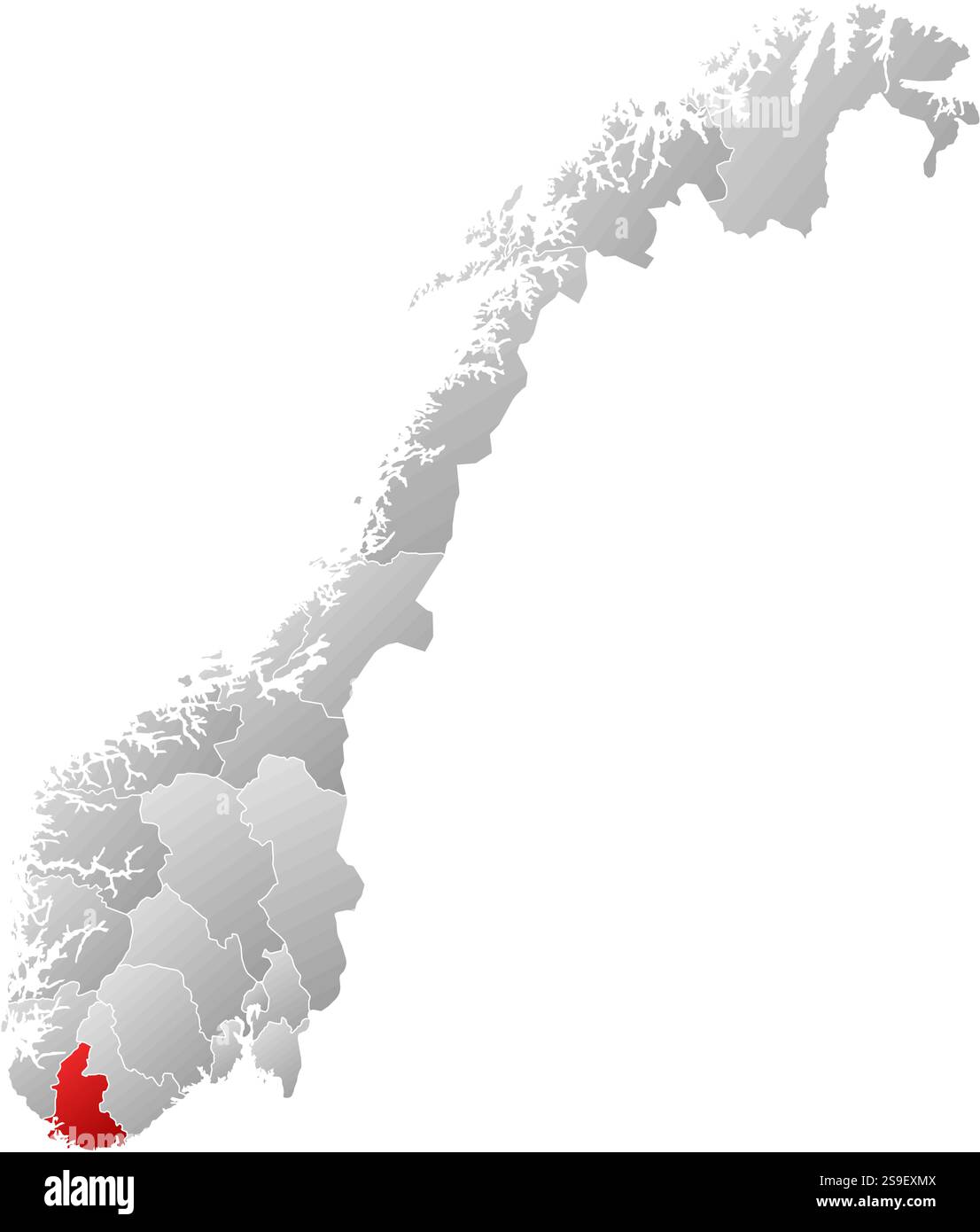Map of Norway with the provinces, filled with a linear gradient, Vest ...