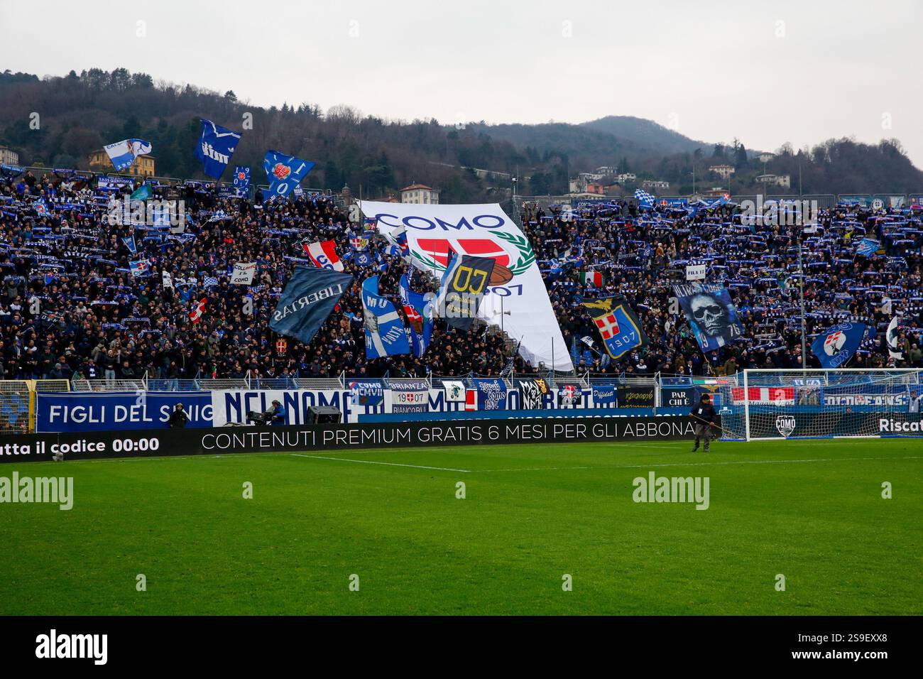 flags Como supporters during serie A match Como vs Atalanta - Como ...