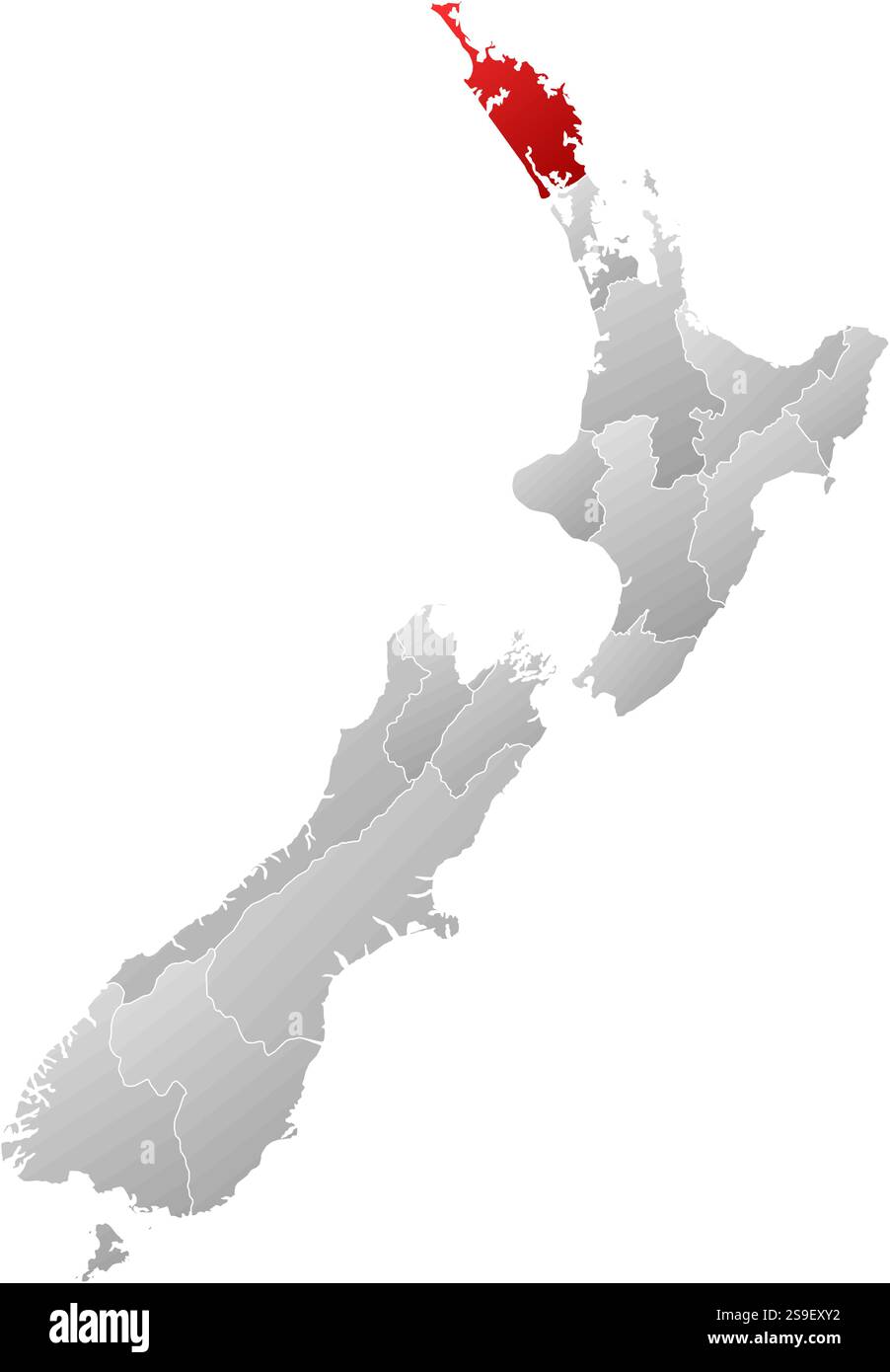 Map of New Zealand with the provinces, filled with a linear gradient ...