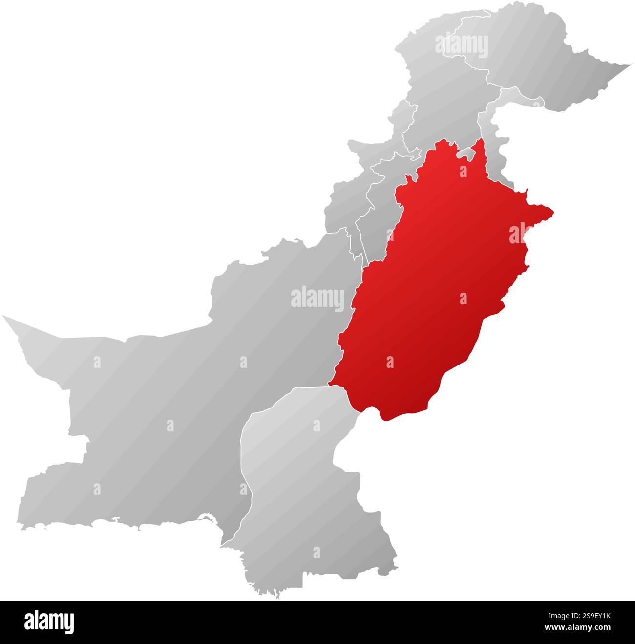 Map of Pakistan with the provinces, filled with a linear gradient ...